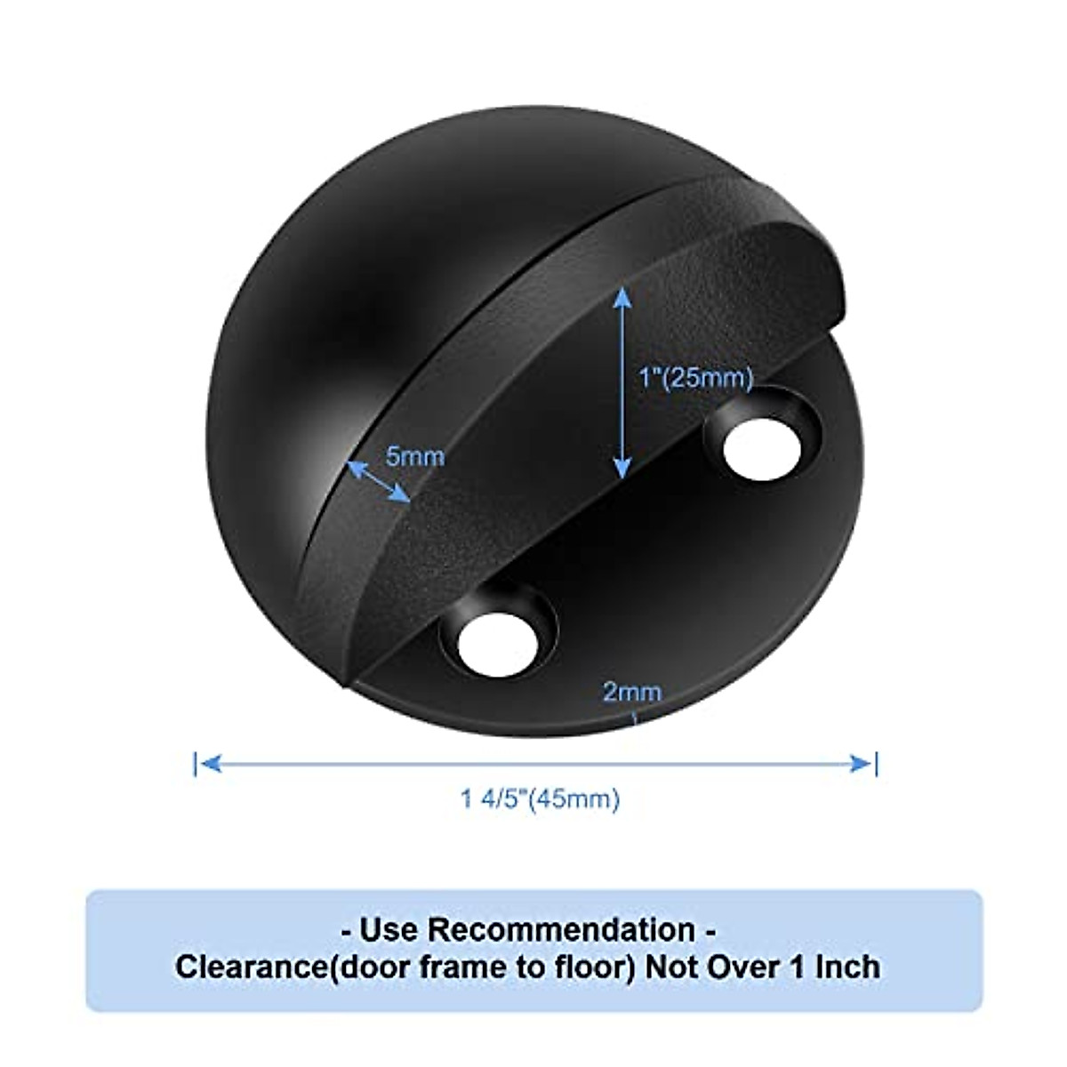 Door Stopper, Floor Door Stop Modern Black Door Stoppers Sound Dampening Rubber Bumper Adhesive Door Stops No Drilling Doorstop Wall Protector, Dome Shaped, 2 Pack