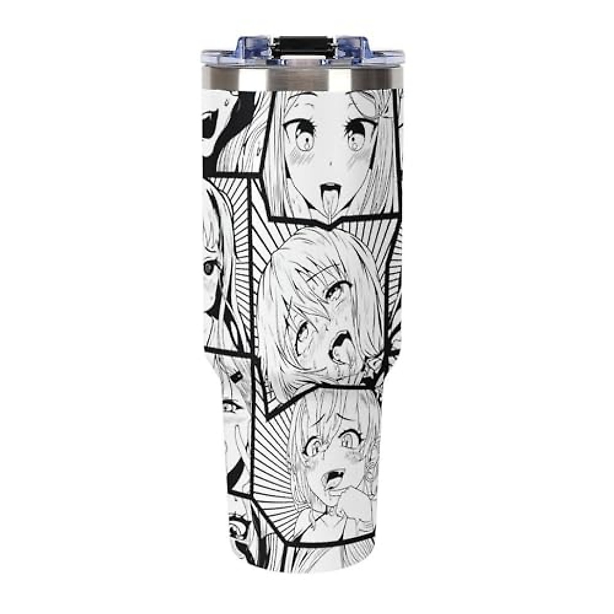 Niapessel Leak Proof Tumbler, Insulated Water Bottles with Straw, Anime Girl Face Emotion Insulated Cup with Handle 40 Oz Stainless Steel Flask for School, Travel, Car, Sports, Work