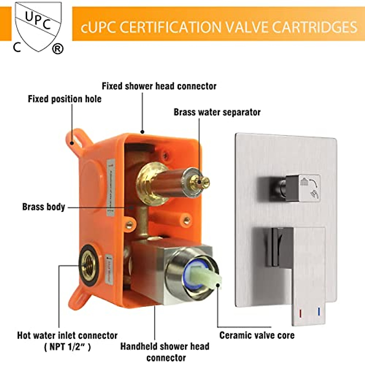 Hoimpro Shower System set with 12 Inch Bathroom Rain Mixer Shower Head and Handheld Wall Mounted, Rainfall Shower Faucet Fixture Combo with High Pressure 2 in 1 Handheld Showerhead, Brushed Nickel