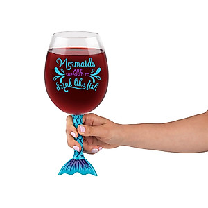 BigMouth Inc. The Mermaid Tail Wine Glass - “Mermaids Are Supposed to Drink Like Fish”, Extra-Large Wine Glass, Holds an Entire 750ml Bottle of Wine