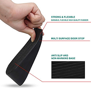 Door Stops Rubber,Door Stopper Security 2 Pack,Big Door Stops for School&Garage Heavy Metal Doors,Height Up to 1.9Inches,Safe for All Floors,Hold Doors with Gaps 0.35 to 1.9 Inches (Black)