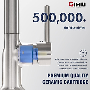 GIMILI Kitchen Faucet with Sprayer Modern Single Handle Pull Down Sprayer Brushed Nickel Kitchen Faucet Pull Down with LED Light