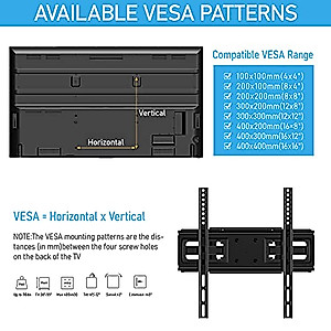 C-MOUNTS Full Motion TV Wall Mount Bracket with Articulating Dual Arm Swivel and Tilt fit 26 to 55 Inch Flat Screen TVs,Max VESA 400X400 and 110lbs,Fits up to 16" Studs