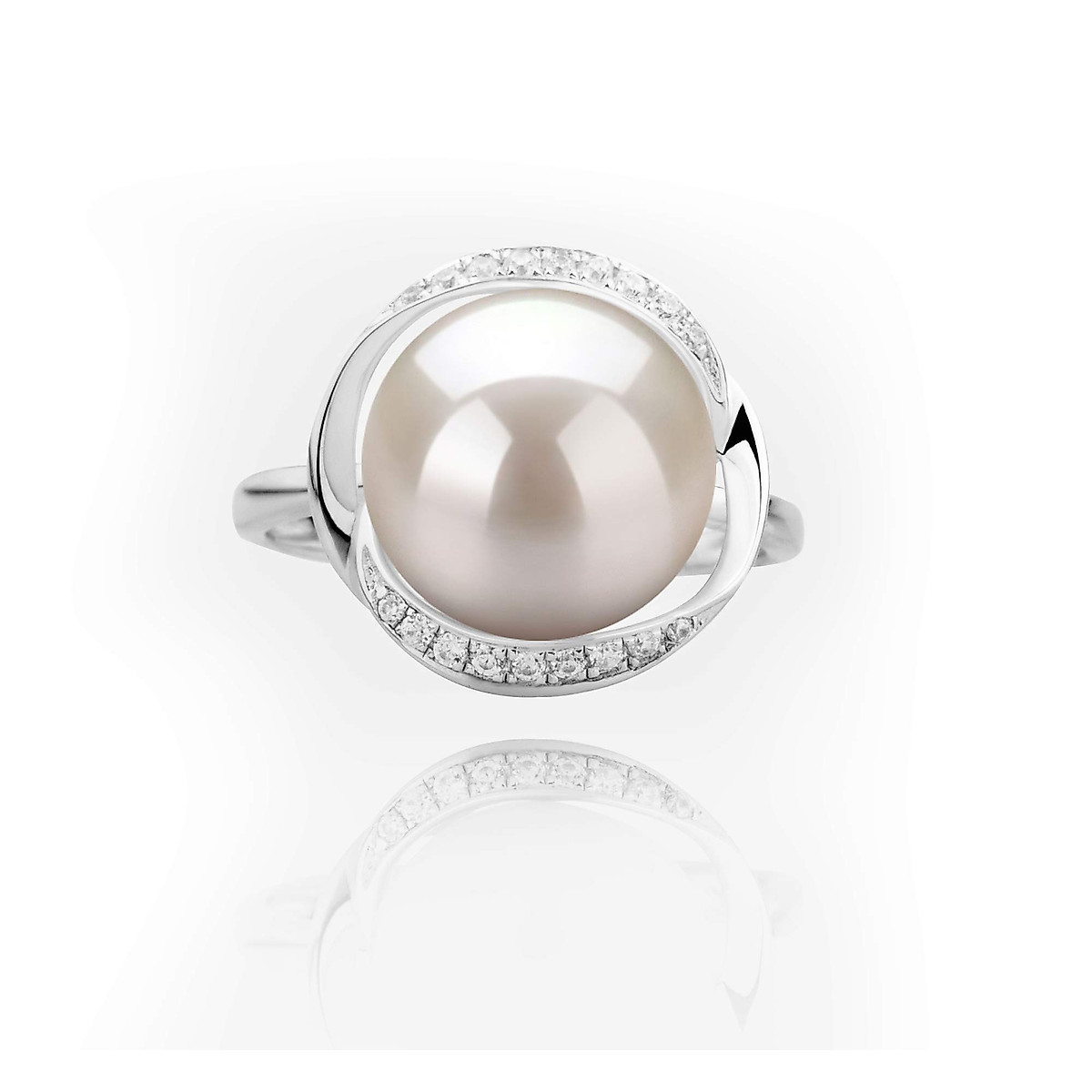 Wendy White 11-12mm AAA Quality Freshwater 925 Sterling Silver Cultured Pearl Ring For Women - Size-8