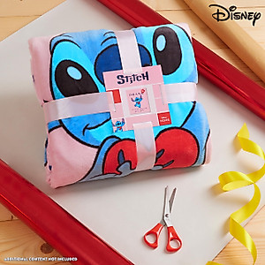 Disney Stitch Fleece Throw Blanket, 59.1” x 51.2” Cozy Bedroom Decor (Pink Stitch)