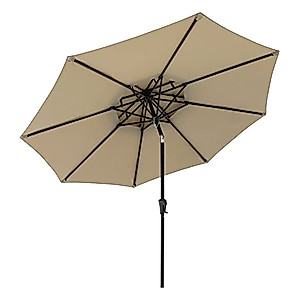 FLAME&SHADE 9 ft Double Top Outdoor Market Patio Table Umbrella with Tilt, Taupe
