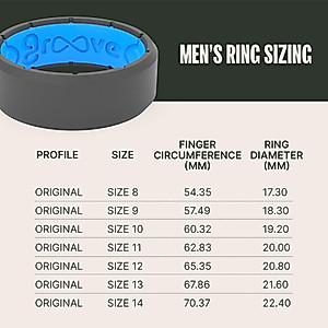 Groove Life Edge Deep Stone/Blue Silicone Ring - Breathable Rubber Wedding Rings for Men, Lifetime Coverage, Unique Design, Comfort Fit Ring - Size 11