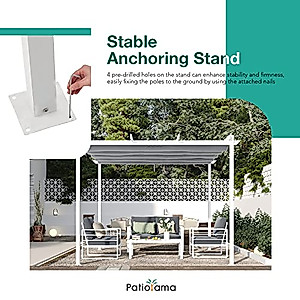 Patiorama 10’ x 10’ Outdoor Retractable Pergola with Sun Shade Canopy, White Patio Aluminum Shelter Grape Trellis, Patio Gazebo Pergola, Large Pavillion Grill for Garden Porch Yard BBQ (Gray)