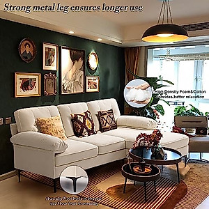 ABAKAN 79” Modern Sectional Sofas Couches for Living Room, Chenille L Shaped Couches with Chaise for Small Spaces, Sofa with Solid Wood Frame, Attached Armrest, Easy to Install(Beige)