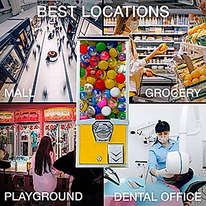 Vending Machine - Big Capsule Vending Machine with Stand - Prize Machine - Commercial Vending Machine for 2 Inch Round Capsules Gumballs Bouncy Balls - Yellow