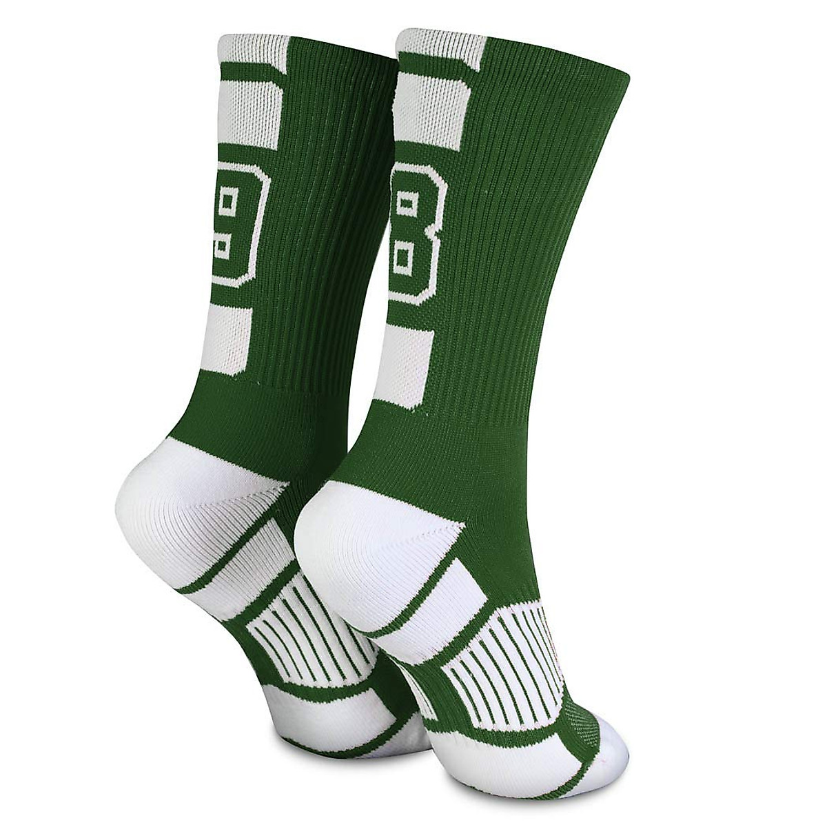 ChalkTalkSPORTS Custom Team Number Socks | Youth & Adult Athletic Performance Socks | Green Number Socks | Choose Your Number