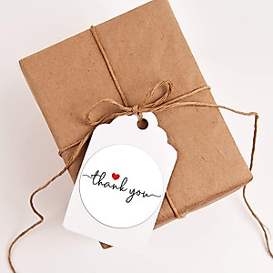 Thank You Stickers, 1.4 inches Circle Labels, 500 Modern Thank You Label Stickers with Red Heart, Wedding Thank You Stickers, Perfect for Bridal Showers, Small Business Boutique Bags.