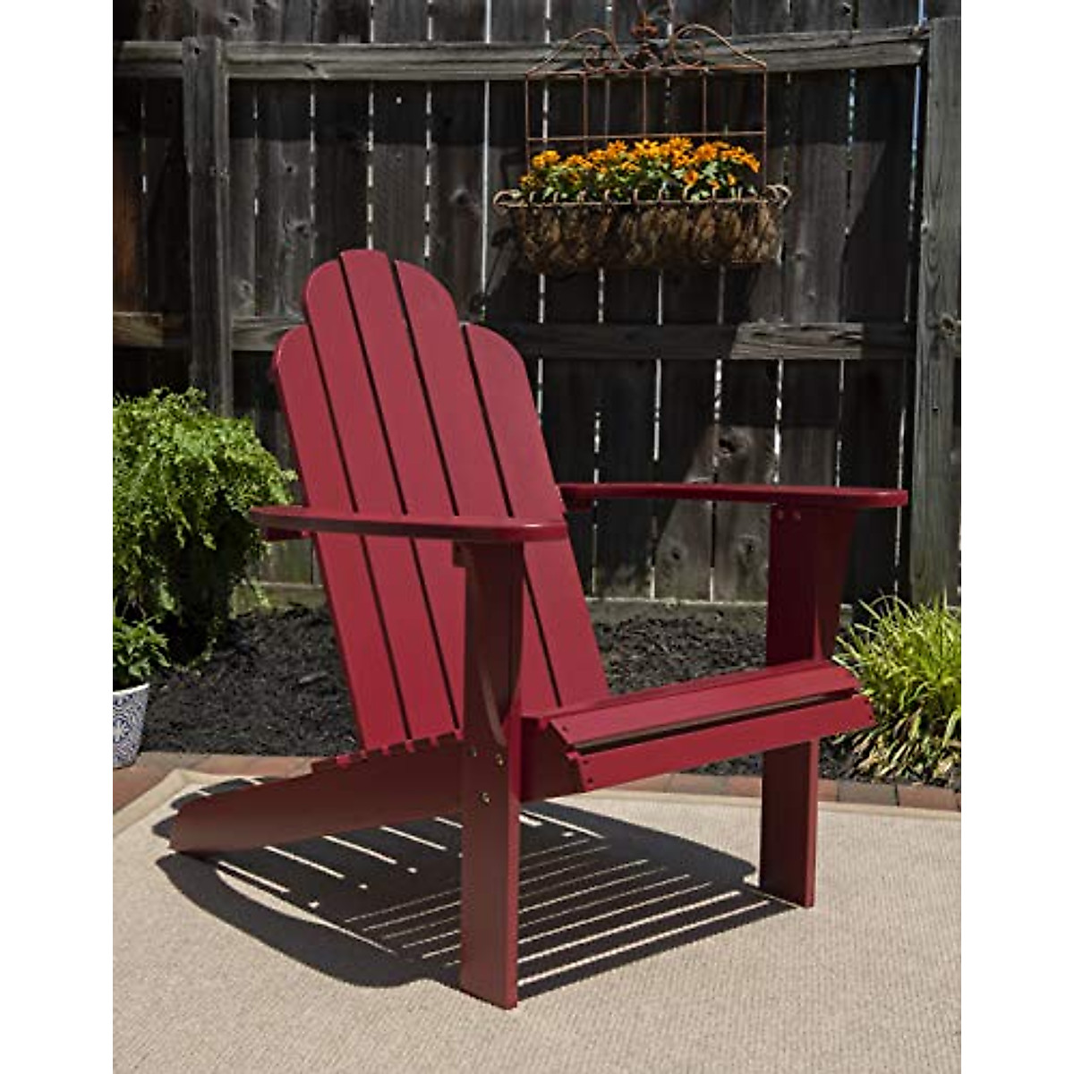 Linon Red Adirondack Chair, 30.4" W x 37.6" D x 37.8" H