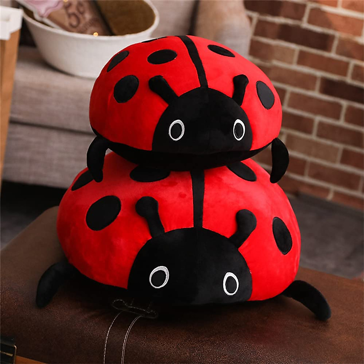 pangcangshu Cute Plush Toy Soft Ladybug Ladybird Insect Hold Doll Pillow Cushion Novelty Children Birthday Gift (Red, 30cm/11inch)