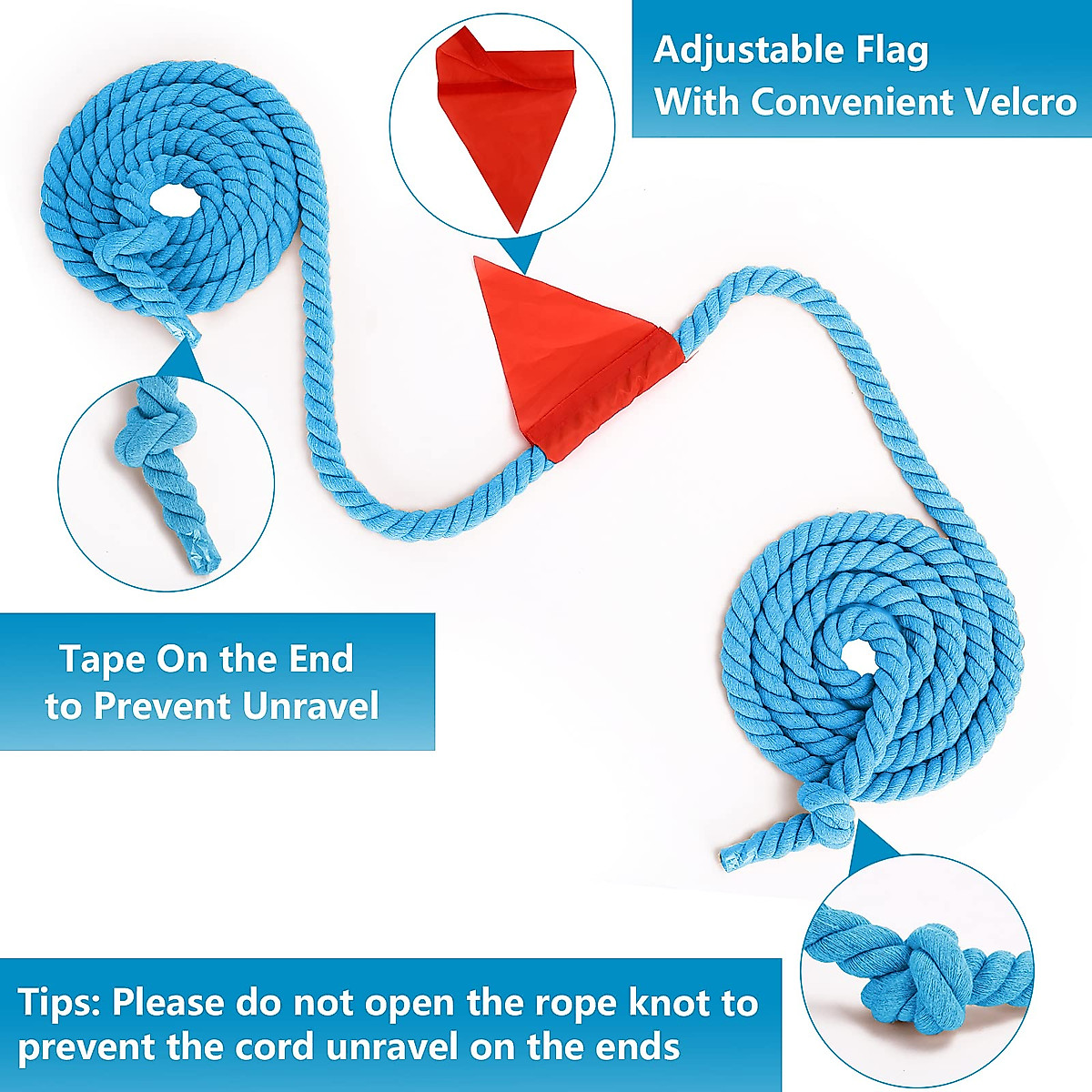 CWLAKON Tug of War Rope for Kids and Adults, Field Day Family Reunion Birthday Party Games, Outdoor Camping Picnic Games, Backyard Carnival Games,Team Building Activities Blue