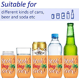 Whaline 12Pcs Summer Hawaiian Can Sleeves Reusable Cooler & Insulated Can Sleeves Beer Can Cooler Covers Collapsible Insulator Drink Sleeves for 12oz Beverage Coffee Cans Bottles, 6 Designs