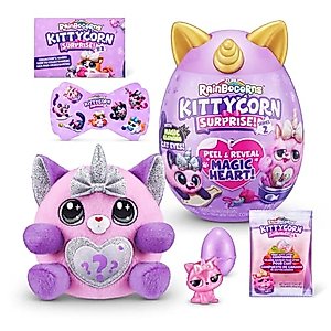 Rainbocorns Kittycorn Surprise Series 2 (Bengal Cat) by ZURU, Collectible Plush Stuffed Animal, Surprise Egg, Sticker Pack, Slime, Ages 3+ for Girls, Children