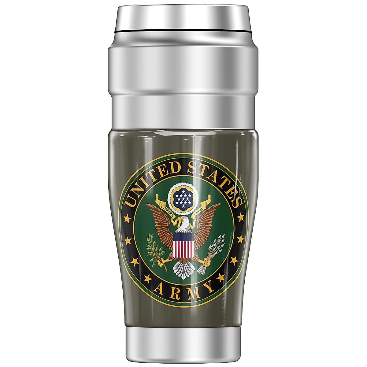THERMOS Army OFFICIAL U.S. Army United States Army Eagle Logo STAINLESS KING Stainless Steel Travel Tumbler, Vacuum insulated & Double Wall, 16oz