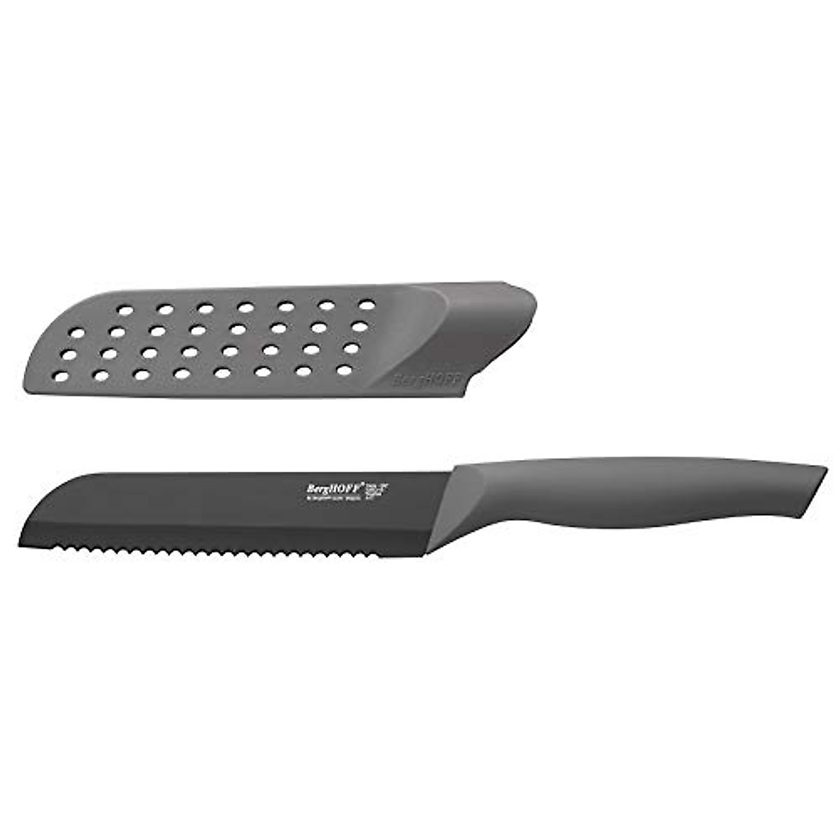 Berghoff Essentials Stainless Steel Non-stick Blade Bread Knife 6" Grey Ergonomically Designed Handle PP Fitted Protective Sleeve Multifunctional Knife PP Soft-grip Sharp Serrated Blade