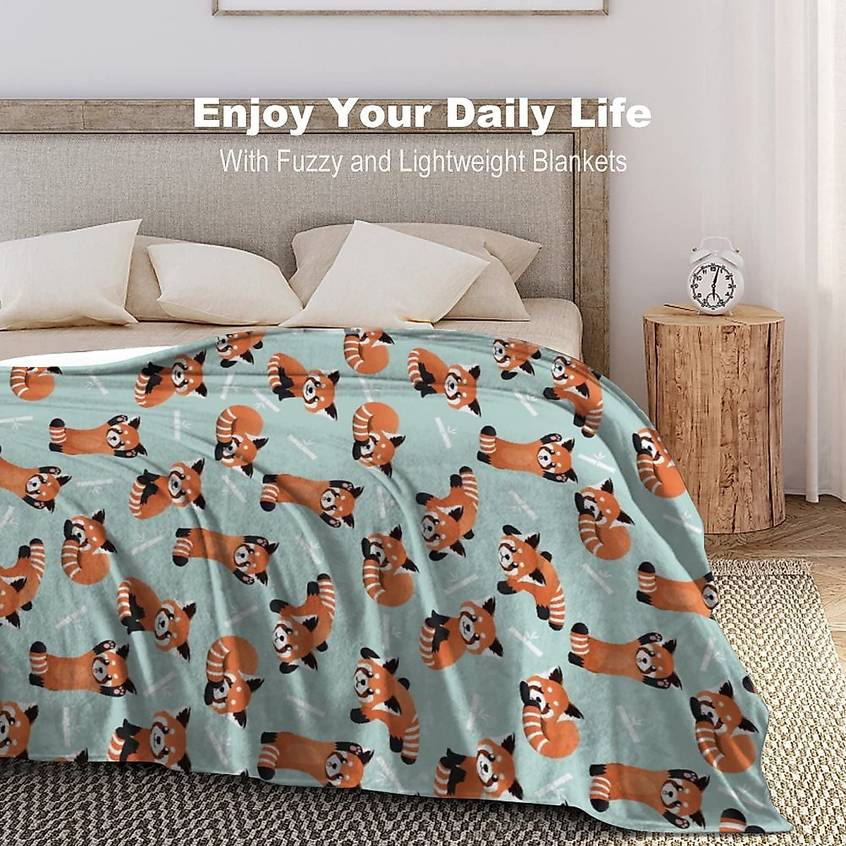 Red Panda Blanket Warm Cozy Red Panda Bamboo Flannel Throw Blanket for Travel Living Room Home Kids Adults 50"X40"