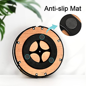 Set of 2, 10 Inch Lazy Susan Organizer - Non-Skid Wood Turntable Organizer for Cabinet, Pantry, Kitchen Countertop, Refrigerator, Spice Rack