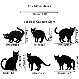 Anditoy 6 Pack Halloween Black Cat Yard Signs with Stakes Scary Silhouette Halloween Decorations for Outdoor Yard Lawn Garden Halloween Decor