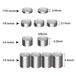 Coopay 3 oz. Tungsten Weights 3/8 Inch Incremental Cylinders Car Incremental Tungsten Weights Compatible with Pinewood Car Derby Weights to Optimize Your Car for Speed, 4 Sizes