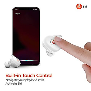 HyperGear Active True Wireless Bluetooth Earbuds + Portable Pocket-Sized Charging Case [Quick Pairing] Noise Cancelling Mic., Built-in Touch Control, HD Stereo Sound, IPX5 Waterproof (White) 15127