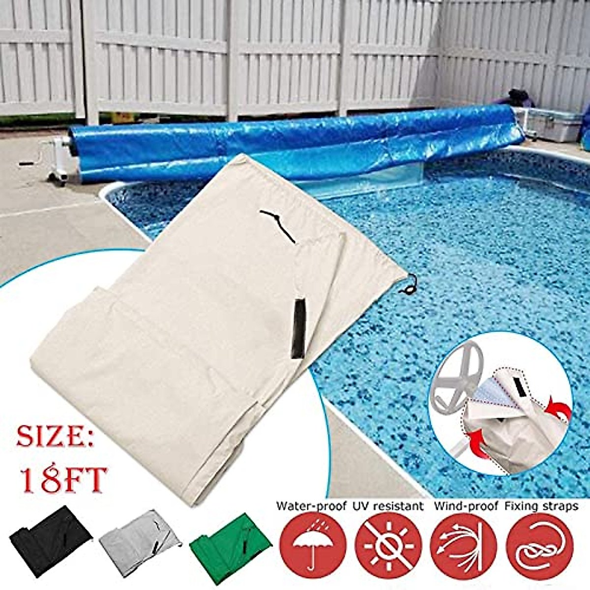 CHENGL Swimming Pool Cover,Waterproof Open air Swimming Pool Roll Cover Protector Ground Swimming Pools Cover for Outdoor Heavy Duty Garden
