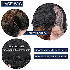 Short Pixie Cut Wig Straight Hair Wigs for Black Women Synthetic Ombre Gold Blonde Bob Daily Use (6 inch) (Ombre Blonde)