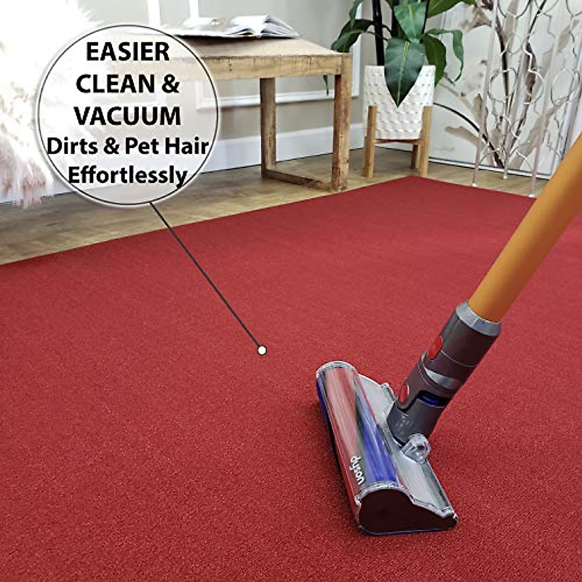 Indoor Doormat Rubber Backed, Solid Red, Non Slip, Kitchen Rugs and Mats