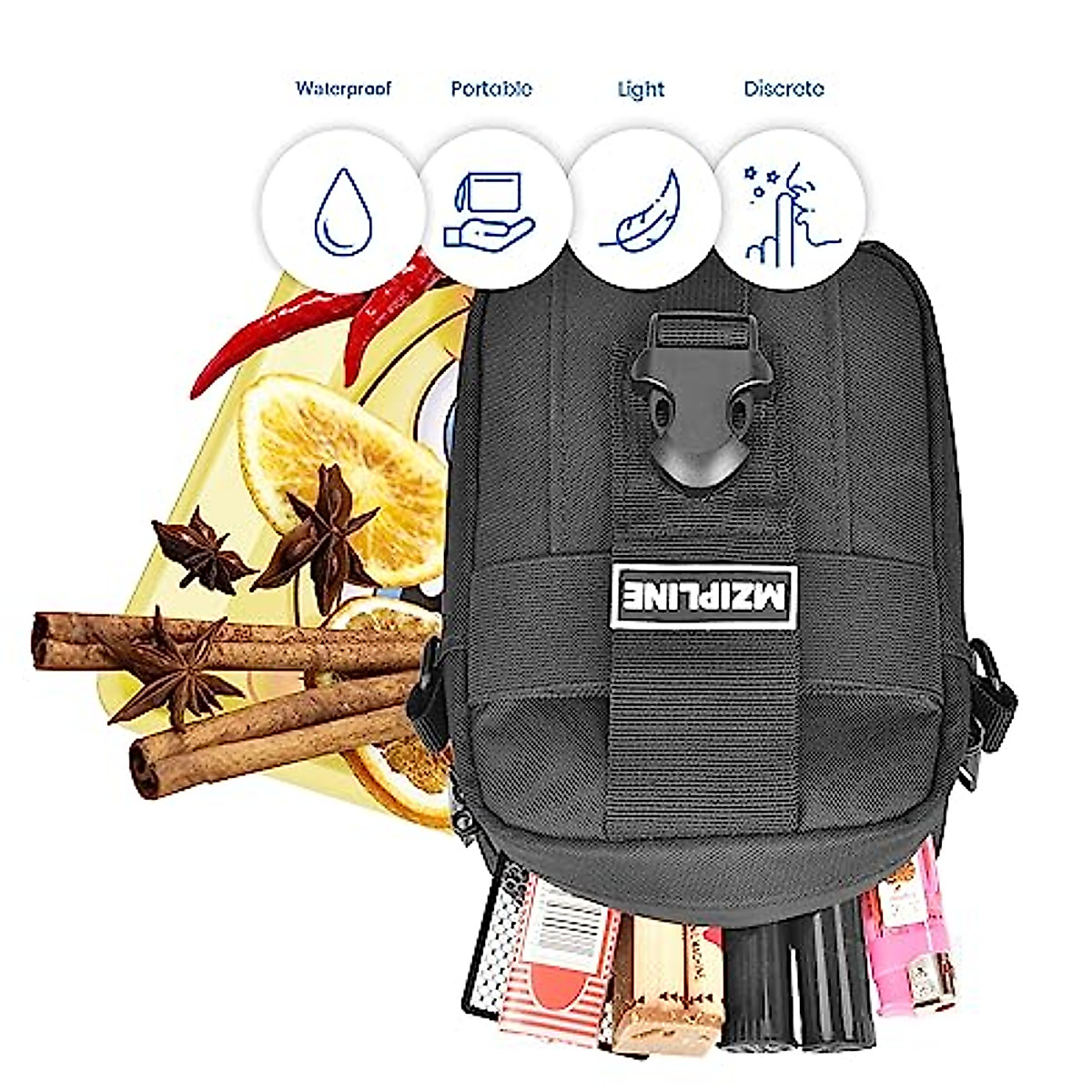 MZIPLINE Tactical Package-Smell Proof-Bag Crossbody Sling Shoulder Bags with Carbon Lining for Man (Black S)
