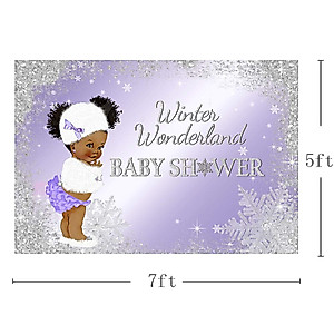 MEHOFOND 7x5ft Purple and Silver Winter Wonderland Girl Baby Shower Photo Background Props Glitter Snowflakes Lavender Backdrops Party Decoration It&#039;s A Girl Photo Banner for Dessert Table Supplies