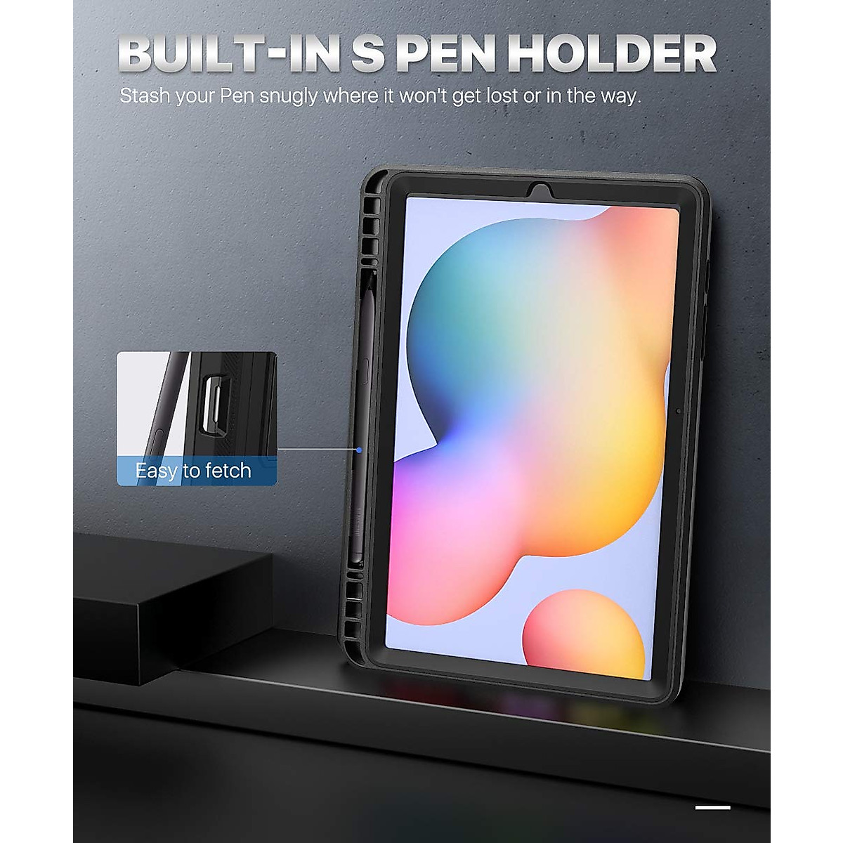 MoKo Case for Samsung Galaxy Tab S6 Lite 10.4 Inch 2024/2022/2020 (SM-P620/P625/P613/P619/P610/P615),Shockproof Full Body Rugged Hybrid Cover with Screen Protector & Pencil Holder - Black