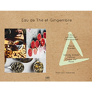 100BON Eau De The & Gingembre – Tea & Ginger Fragrance for Women & Men – Energizing Organic Fragrance - Sweet, Citrus & Spicy Notes Fragrance - 100% Natural Fragrance Spray, 0.5 Fl Oz