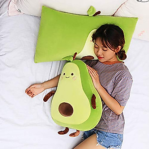 XICHEN 27 Inch Green Large Simulation Avocado Plush Toy Doll Sleeping Pillow Doll Doll, Holiday Warm Gift Plush Toy Pillows (Seated)