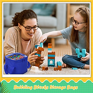 Locmeo 3 Packs Toy Storage Bags with Zipper and Clear PVC Window, Reusable Oxford Fabric Organizing Bags, Toy Bags for Kids Toys Building Blocks and Board Games Storage(Red Yellow Blue)