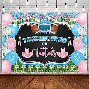 AIBIIN 7x5ft Touchdowns or Tutus Gender Reveal Backdrop American Football Pregnant Announcement Gender Neutral Photography Background Newborn Baby Shower Party Decorations Banner Supplies Photo Props