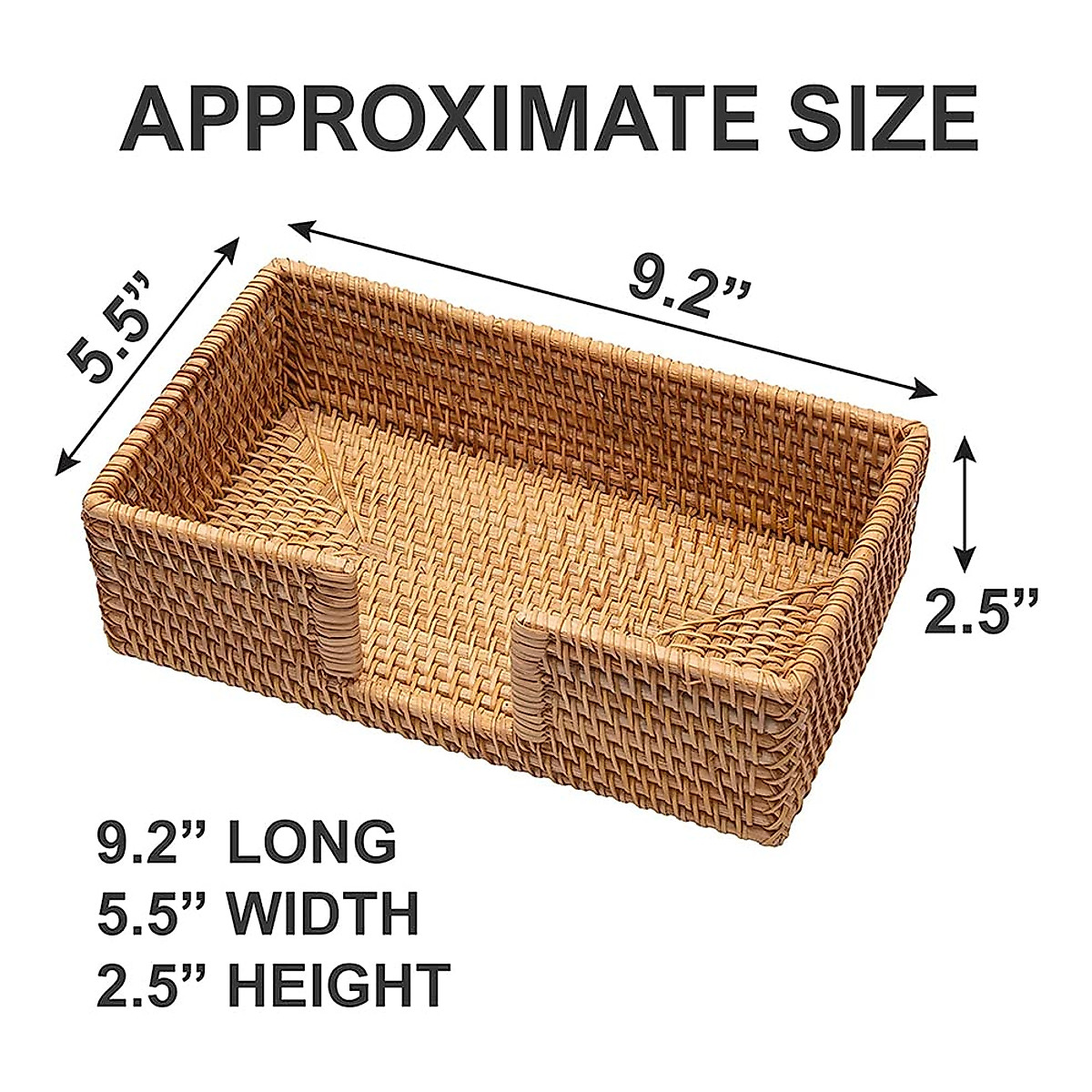 Wicker Guest Towel Holder Tray for Bathroom Rattan Rectangle Toilet Tank Trays Counter Paper Hand Towels Storage Napkin Caddy Kitchen Dressers Countertop Bath Decorative KOLSTRAW (Set 1, Honey Brown)