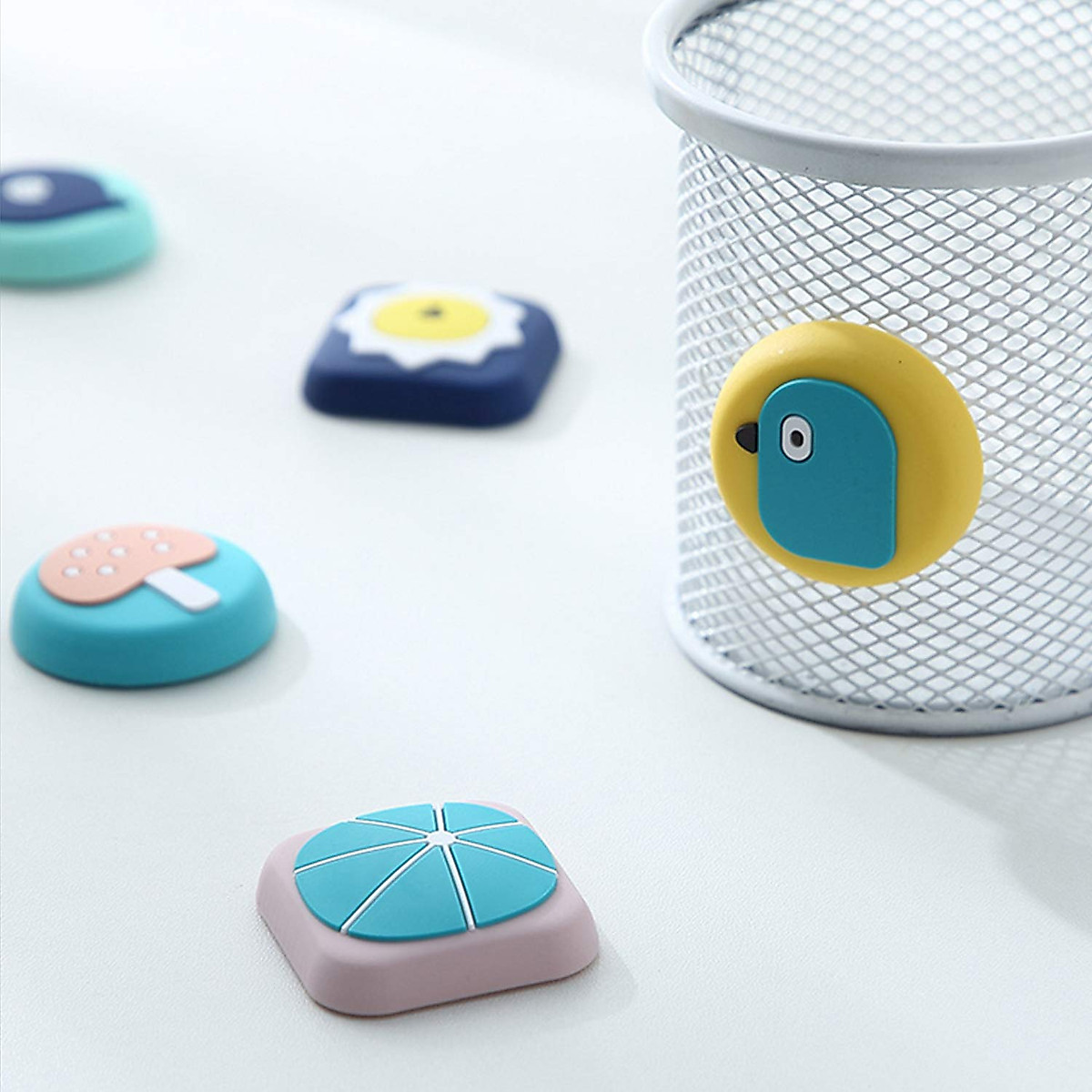 Door Stopper Wall Protector - [6 Pack] 1.8" Quiet, Shock Soft Rubber, Wall Protectors with Self Adhesive 3M Sticker for Protecting Wall, Doorknobs, Refrigerator Door, Cabinets from Damage(Cartoons)