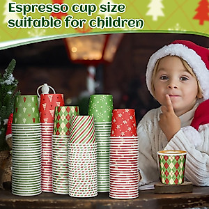Maxcheck 300 Pcs Christmas Paper Cups 4 oz Disposable Holiday Supplies 6 Styles Paper Coffee Espresso Cups Xmas Green Red Drink Drinkware for Chocolate Tea Cocoa Beverage Party Office