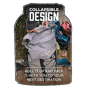 ICEMULE Pro Large Collapsible Backpack Cooler – Hands Free, 100% Waterproof, 24+ Hours Cooling, Soft Sided Cooler for Hiking, Camping, Fishing & Picnics, 23 Liter, Fits 18 Cans + Ice, Grey