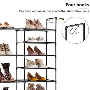 YOUDENOVA Shoe Rack Organizer, for up to 50 Pairs of Shoes, Vertical Large Shoe Rack with Removable, Water, Dust & Oil Resistant Shelves, Stackable Shoe Rack for Boot & Shoe Storage, Black