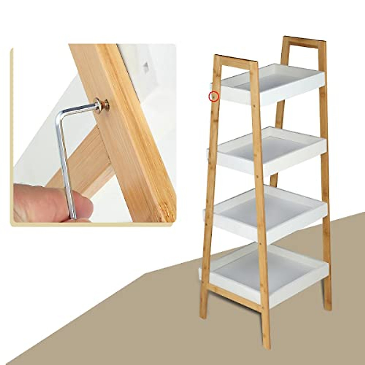 Magshion 4-Tier Ladder Shelf Casual Home Basics Modern Bookshelf Organizer, Storage Rack Shelves, Decorative Leaning Bookshelf for Bathroom, Living Room, Corner Display Bookcase