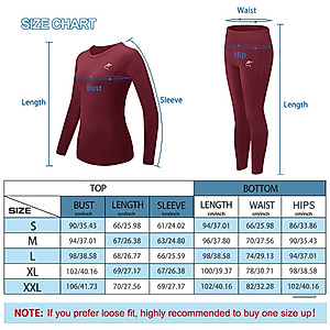 MeetHoo Women's Thermal Winter Warm Base Layer Compression Sets Fleece Lined Long Johns Underwear, Red, XX-Large