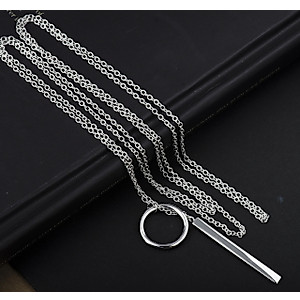 S.Leaf Choker Necklace for Women Gold Plated Necklace Bar Necklace for Women Sterling Silver Dainty Gold Necklace for Women(06_Lariat_Silver)