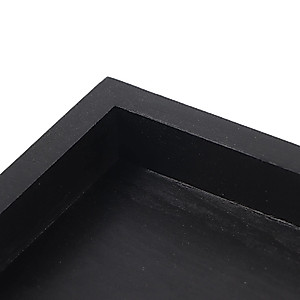 Black Wood Serving Tray, Small Rectangle Solid Wood Trays Non Slip Tea Snack Breakfast Plate Decorative Wooden Platters Food Meals Coffee Table Home Kitchen Restaurant Parties Bathroom Bar Dinner