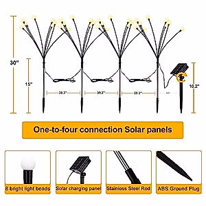 Siuholi Solar Lights-Firefly Lights, New Upgraded 4 Pieces Together Feature 32 LEDs Solar Starburst Swaying Waterproof Lights in Each Pack, Great for Lighting，Warm White（4pack） (Siuholi-1)
