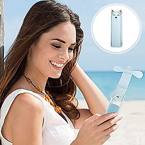 Homoyoyo Portable Fans 3pcs Blue Usb Travelling Charging Girls Stylish Summer Practical Mini Personal Design Rechargeable Foldable Outdoor Handheld Sports Portable Indoor Sky Handheld Fans