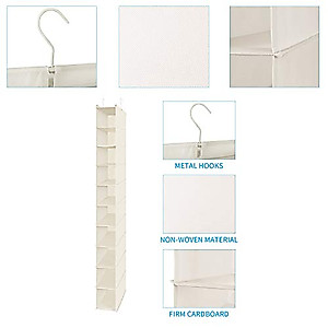 MAX Houser 10-Shelf Hanging Shoe Shelf Organizer, Hanging Shoe Storage for Closet (Beige)